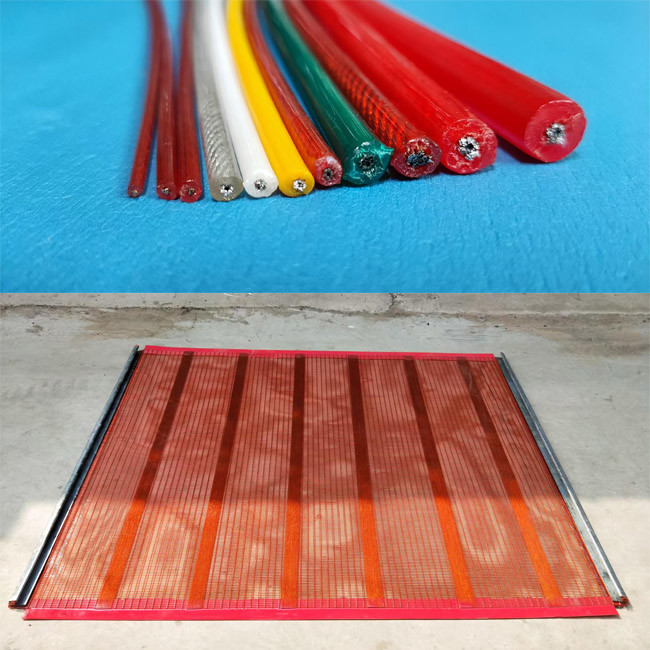Coated Steel Wire Rope Polyurethane Screen Mesh 26mm X 1900mm X 1390mm